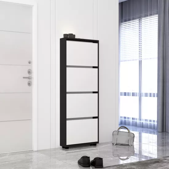 Pantofar Mobildor Leo Slim 80 (80x16x164H), Anthracite/White - cumpăra ...